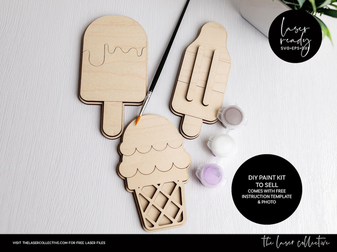 Summer Ice Cream Laser File Kit - DIY Paint Kit Laser File - Glowforge ...