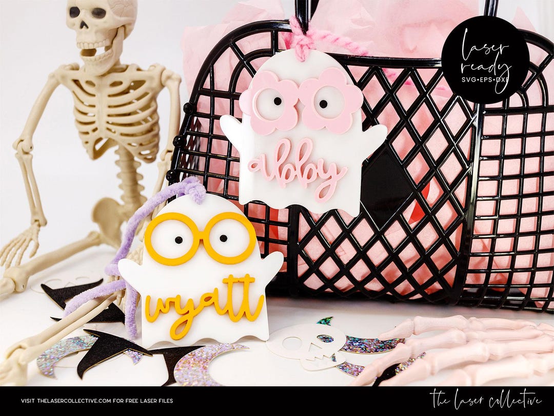 Groovy Ghosts Tag Set SVG | Ghosts With Glasses Laser File | Halloween ...