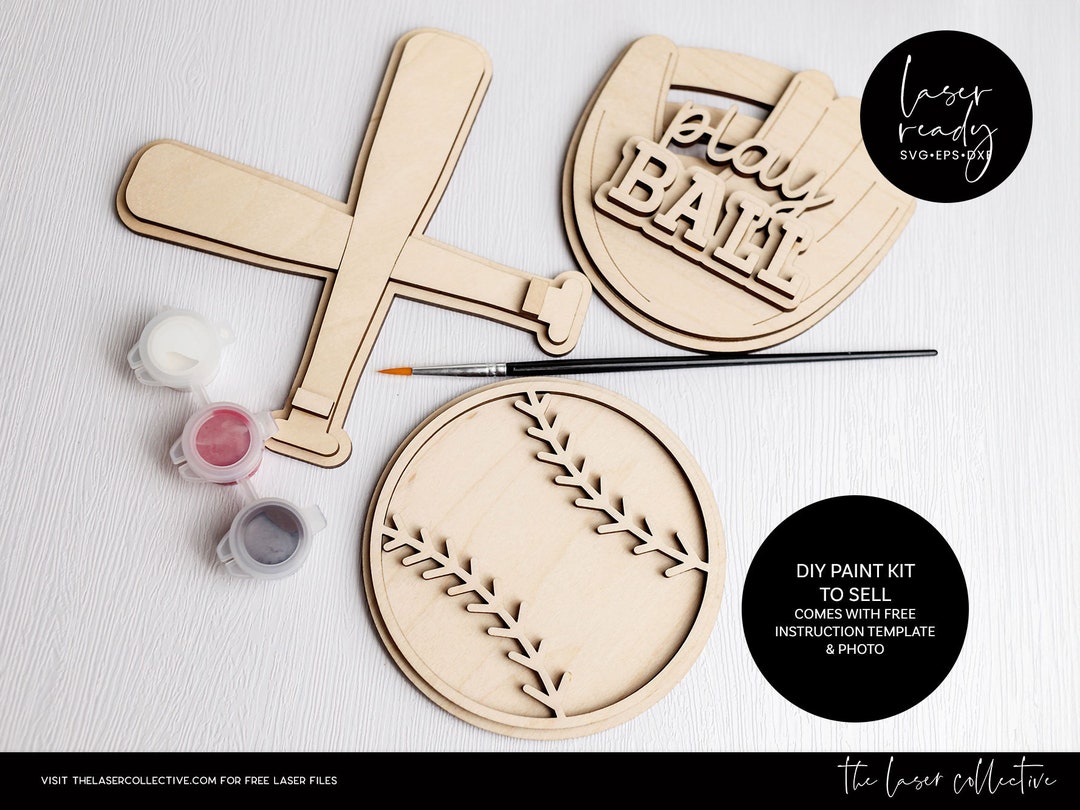 Baseball Laser File Kit - DIY Paint Kit Laser File - Glowforge Friendly ...