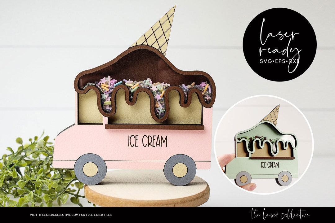 Ice Cream Shaker Sign Laser File Bundle - SVG Home & Tray Decor Designs ...