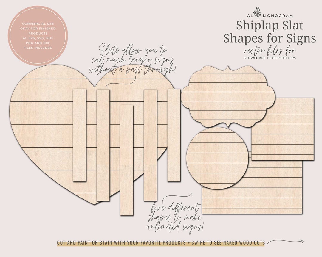 Slat Shapes for Glowforge Laser Cutter Files SVG Cut File for CNC ...