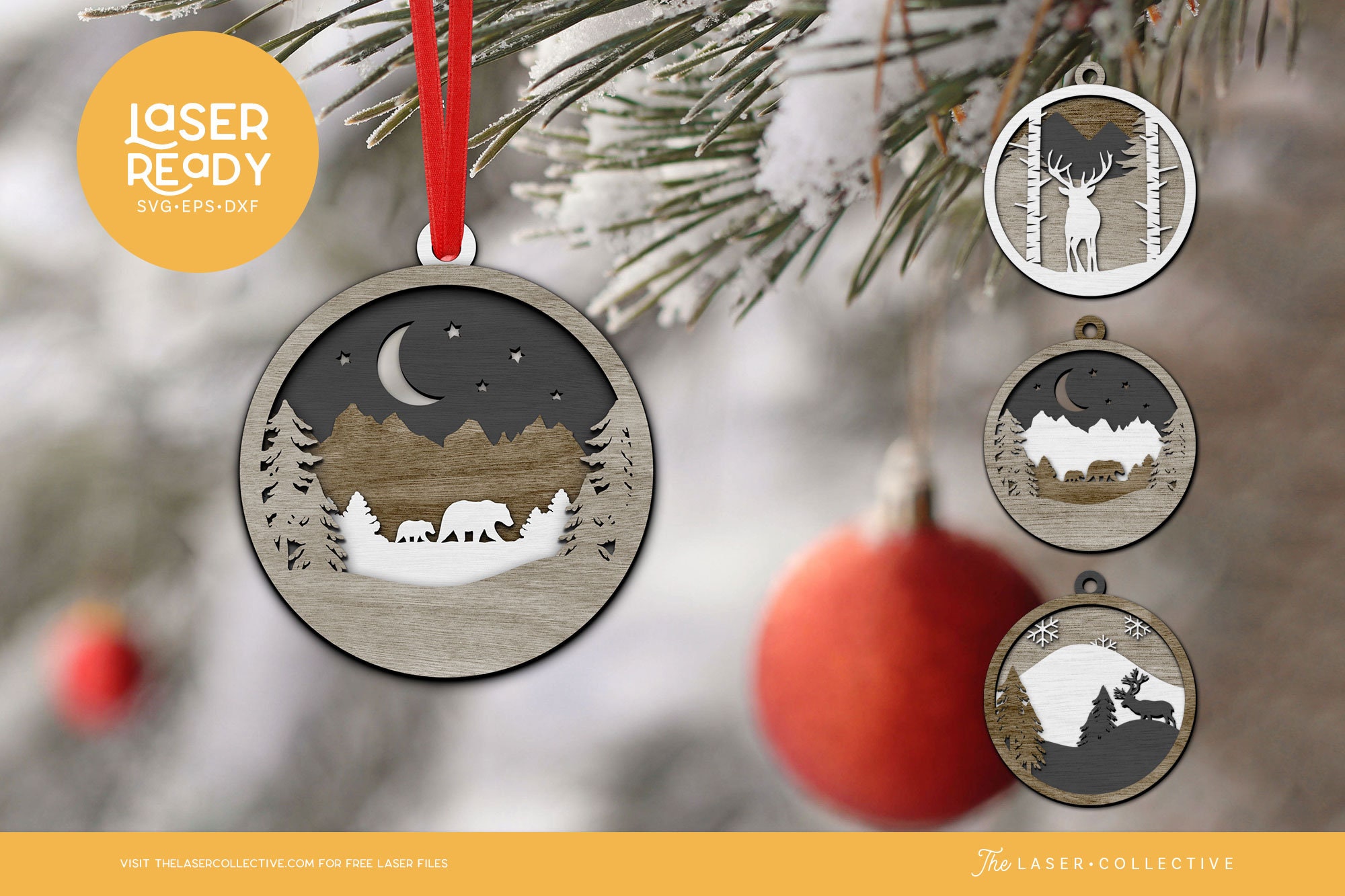 Layered Christmas Ornaments for Laser Cutting Woodland - Etsy