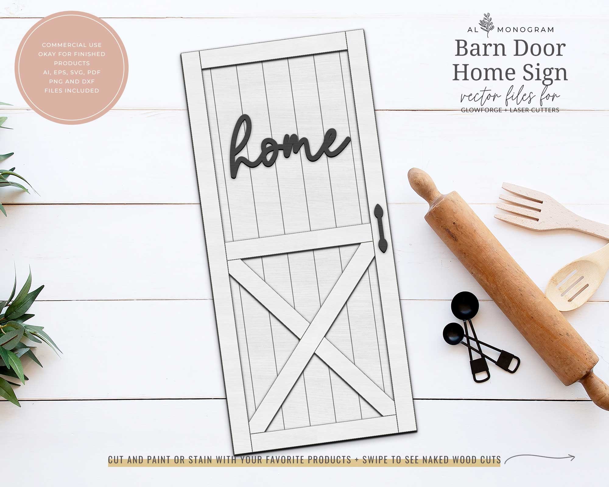 Barn Door Sign Home | Glowforge | Laser Cut Files | Farmhouse Wood Sign ...