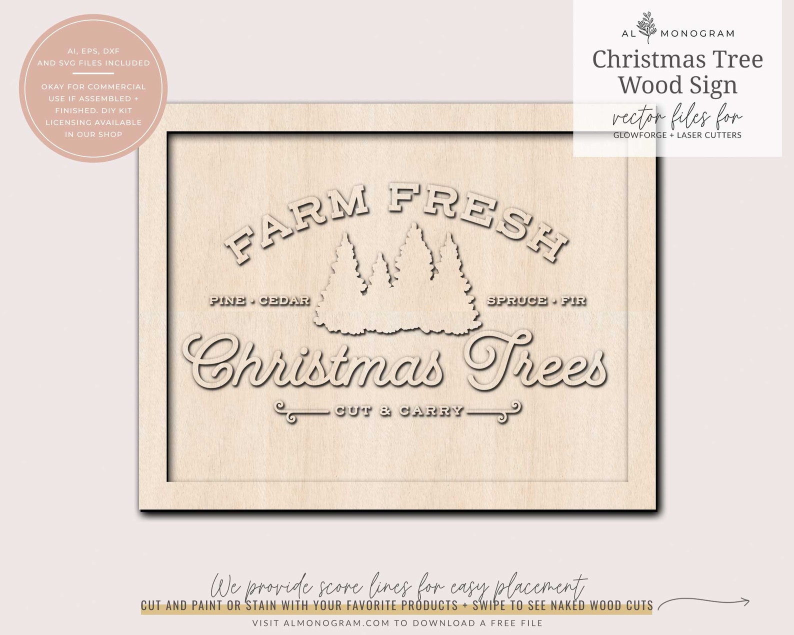 Laser Cut File Farm Fresh Christmas Trees Sign for Glowforge | Etsy