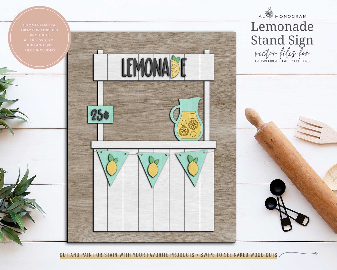 Lemonade Stand Farmhouse Sign Laser File - Commercial Friendly Design ...