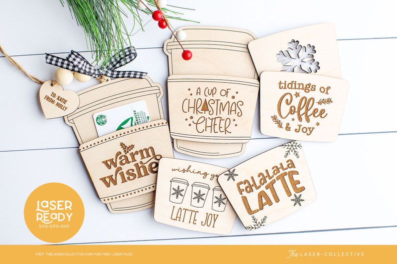 Christmas Gift Card Holder Coffee Gift Card Holder Laser File - Etsy
