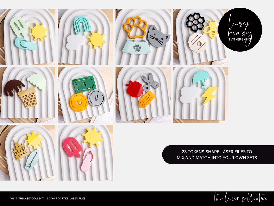 Generic Kids Token Set Laser Files - Fun Token Bundle SVG - Reward Jar ...