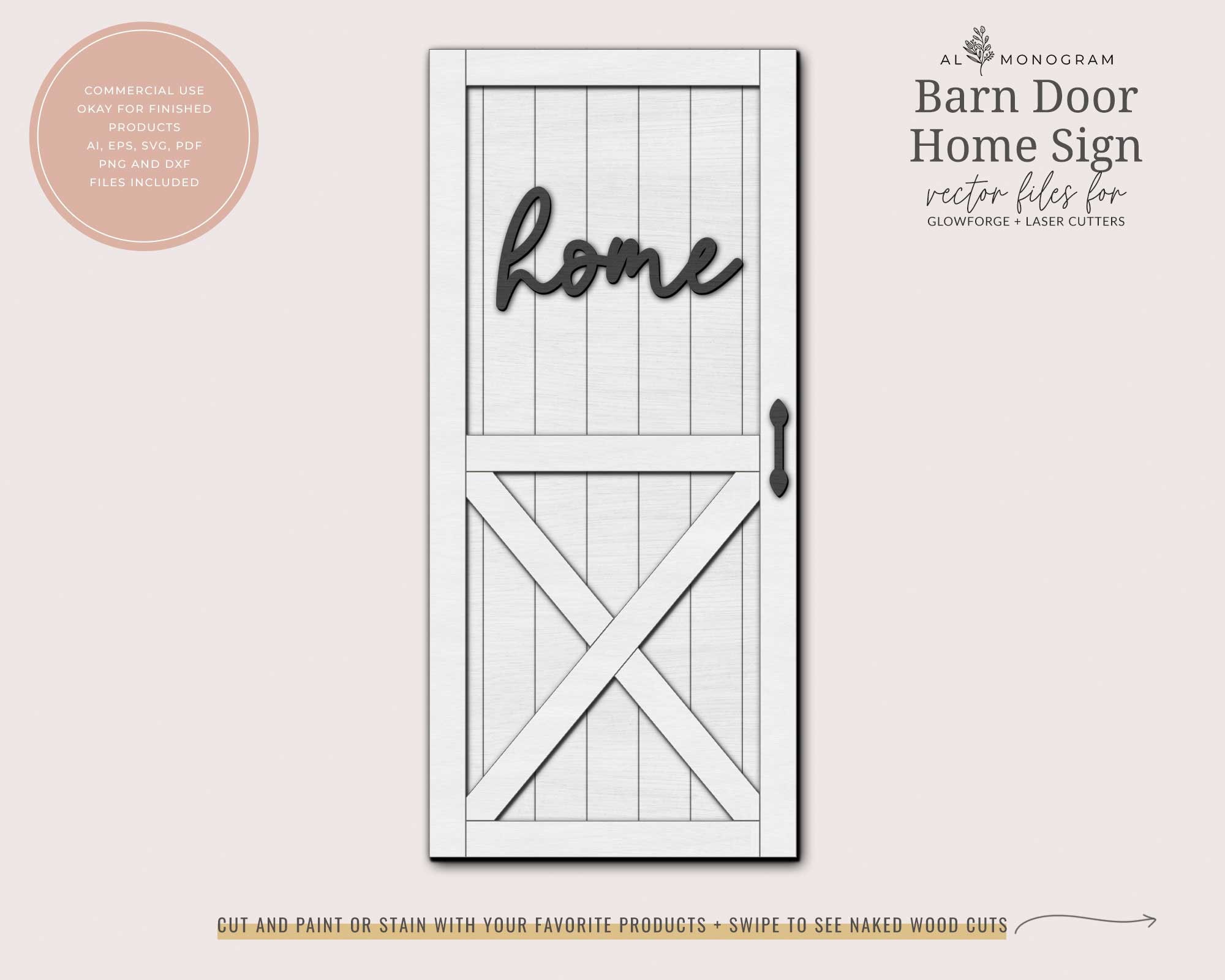 Barn Door Sign Home | Glowforge | Laser Cut Files | Farmhouse Wood Sign ...