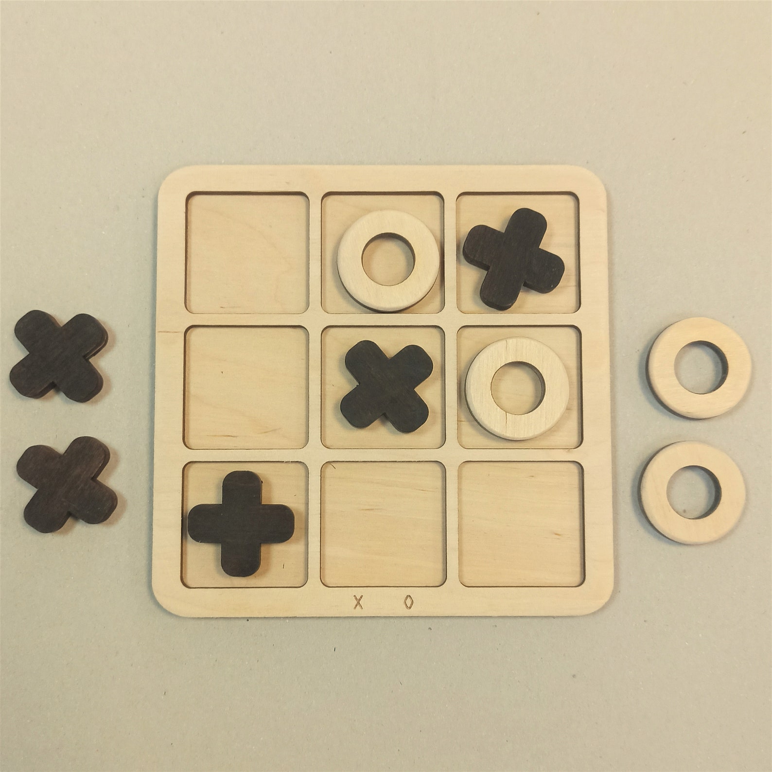 Tic Tac Toe Handmade Wooden Board Game, Educational Toy, Strategy Board ...