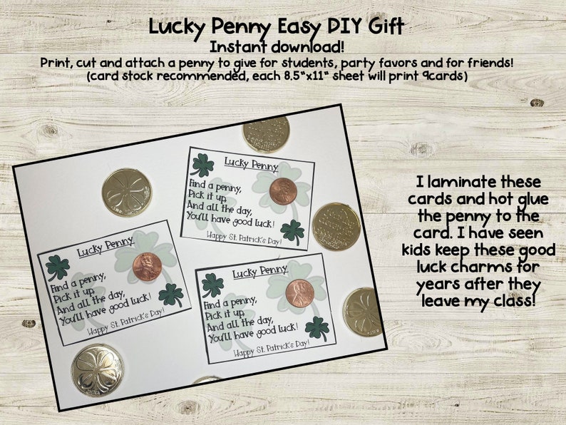 St Patricks Day Lucky Penny DIY Gift for Students and Kids - Etsy
