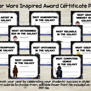 Star Wars End of Year Award Certificate Printable DIY - Etsy