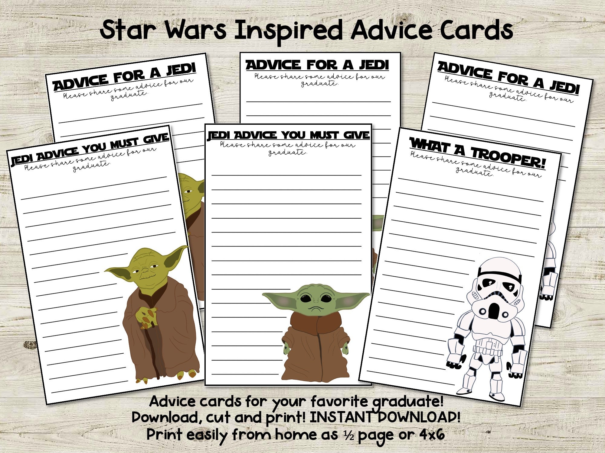 Star Wars Inspired Graduation Advice Cards Printable DIY Card Making ...