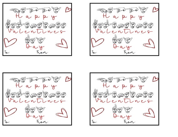 Blank Cards Paper ASL Valentine Card 5 x 7 Printable Download American ...