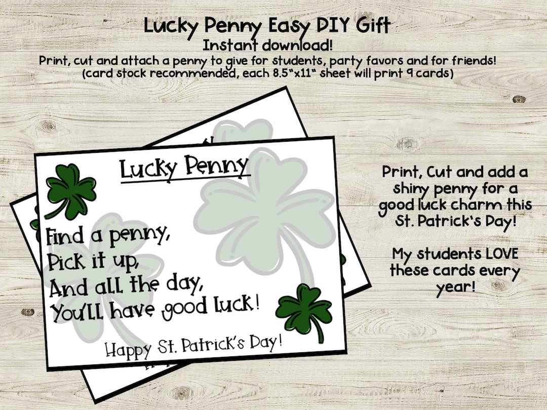 St Patricks Day Lucky Penny DIY Gift for Students and Kids - Etsy