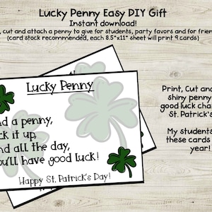 St Patricks Day Lucky Penny DIY Gift for Students and Kids - Etsy
