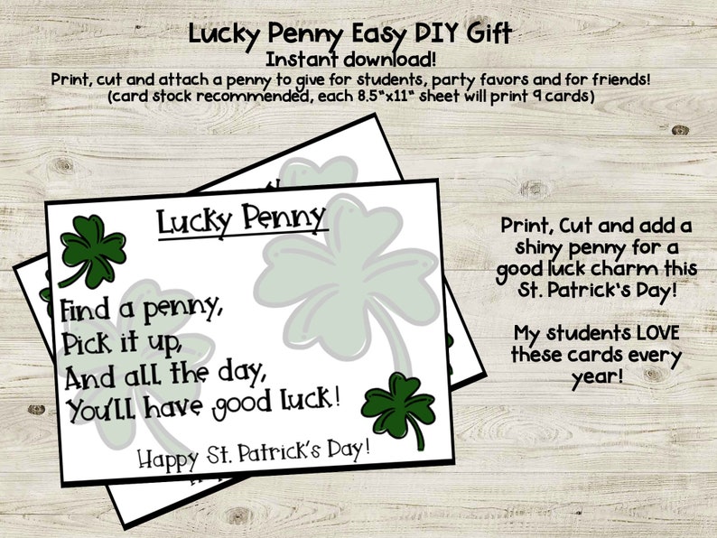 St Patricks Day Lucky Penny DIY Gift for Students and Kids - Etsy