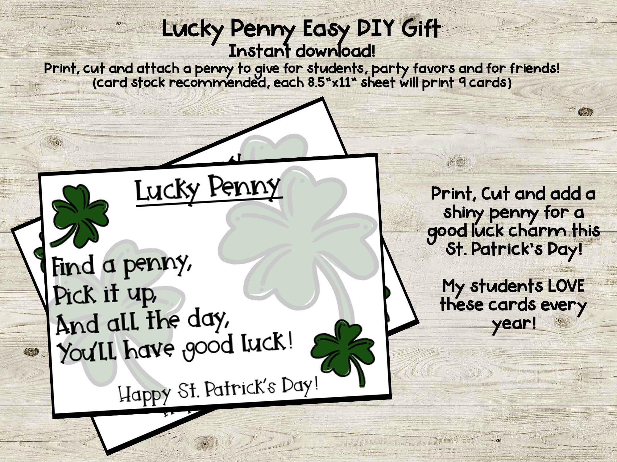St Patricks Day Lucky Penny DIY Gift for Students and Kids - Etsy