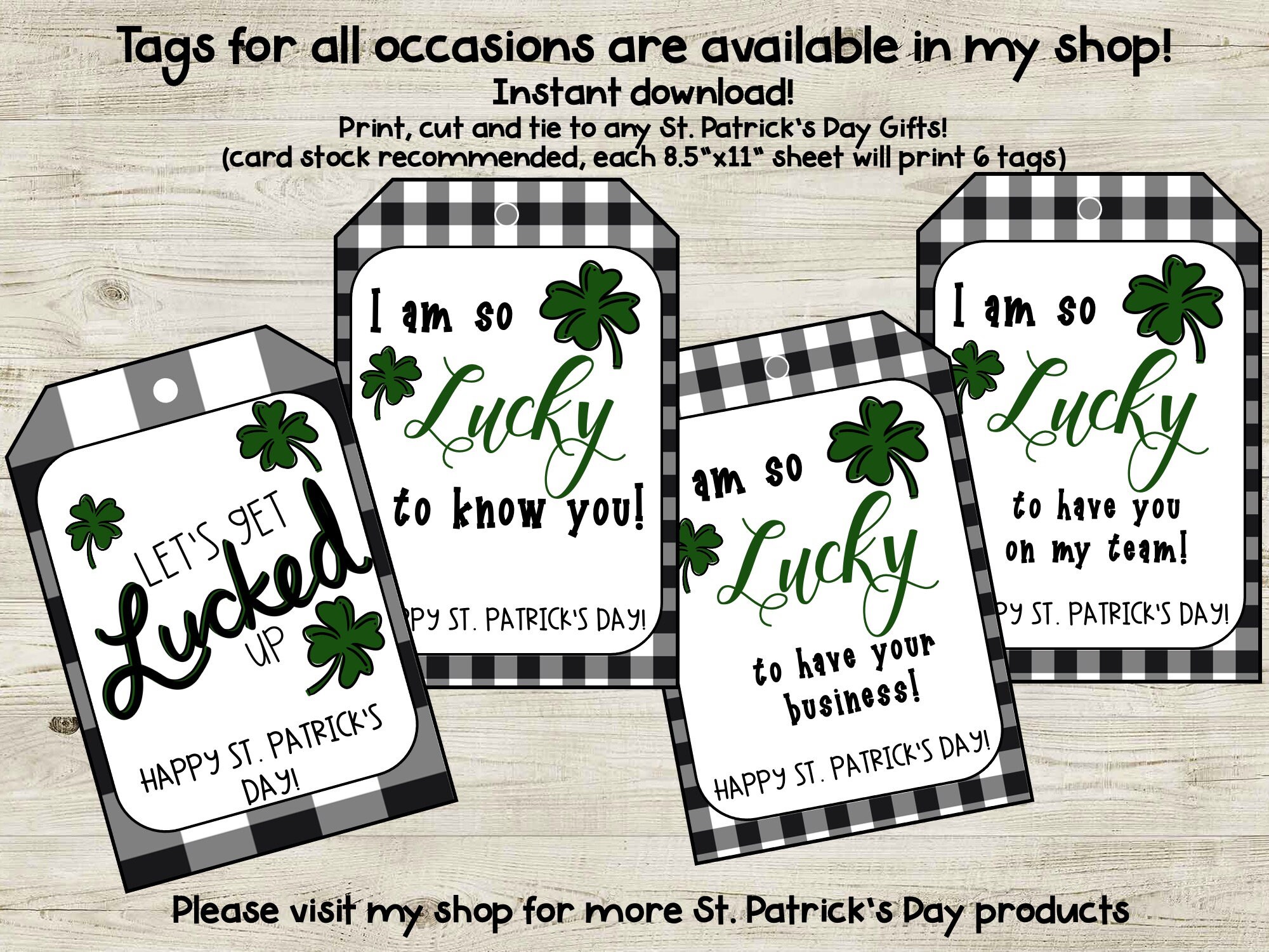 St Patricks Day Printable Gift Tags Team Staff Appreciation - Etsy