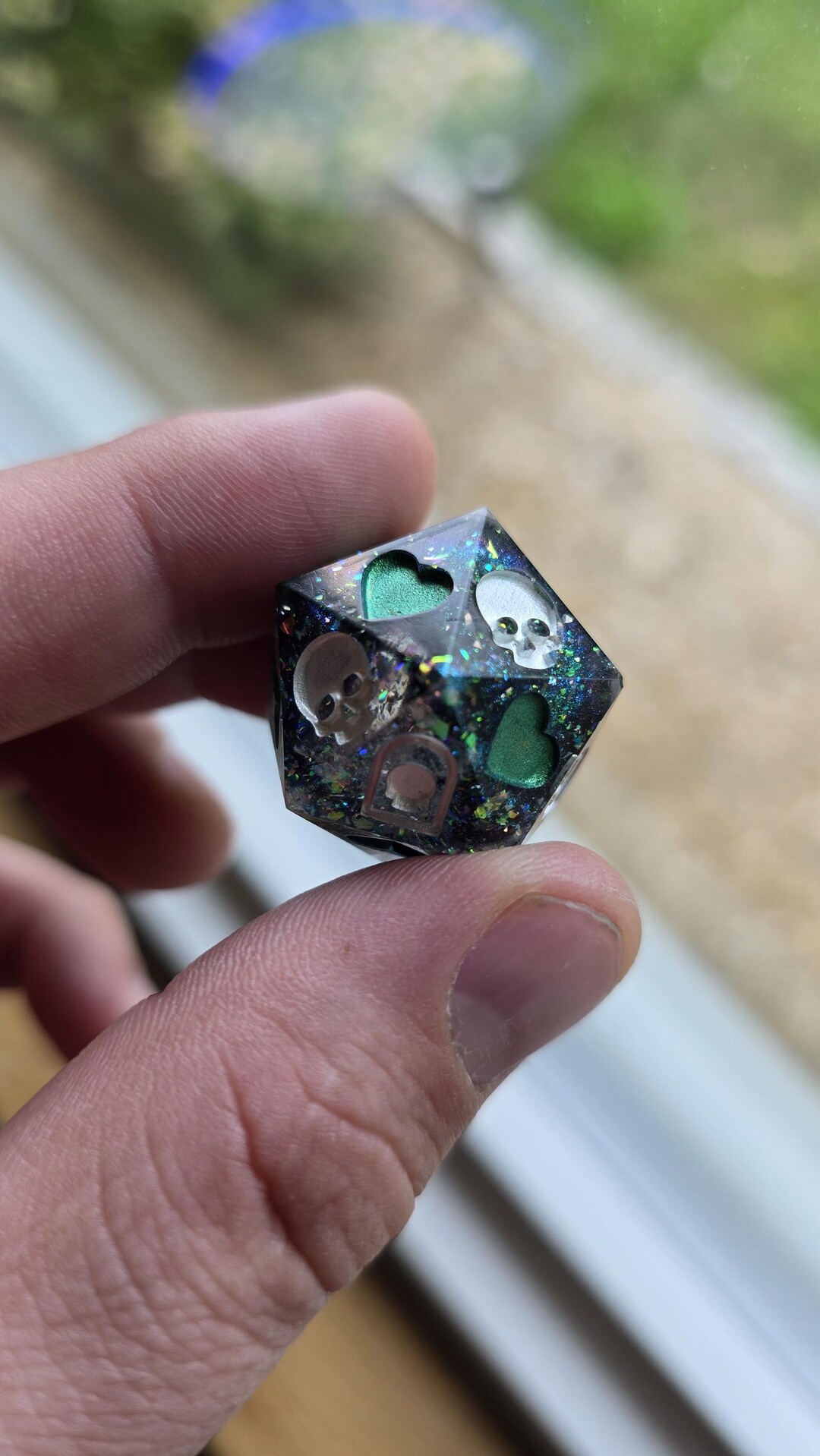 Verdant Splinter - Death Save D20, Handmade Sharp Edge D20 for Tabletop ...