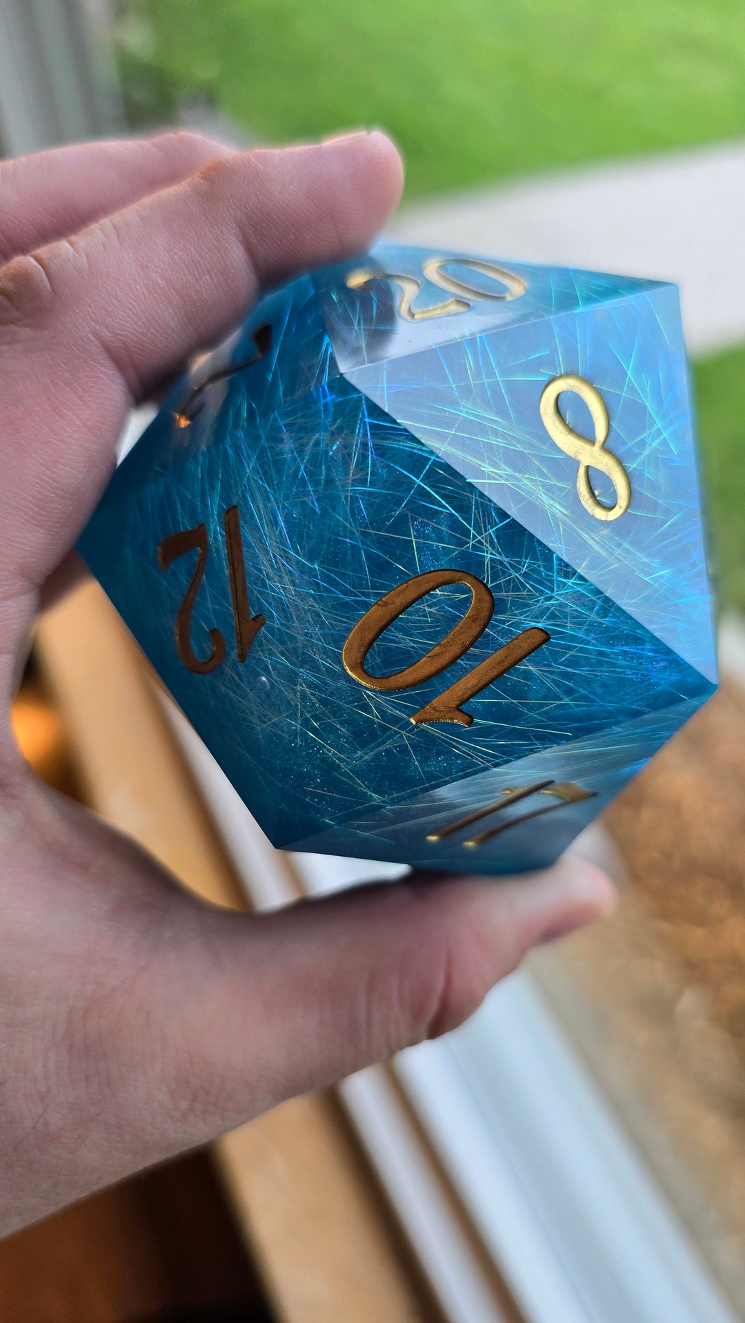 Golden Strands: Giant 76mm Handmade Sharp Edge D20 for Tabletop Games ...