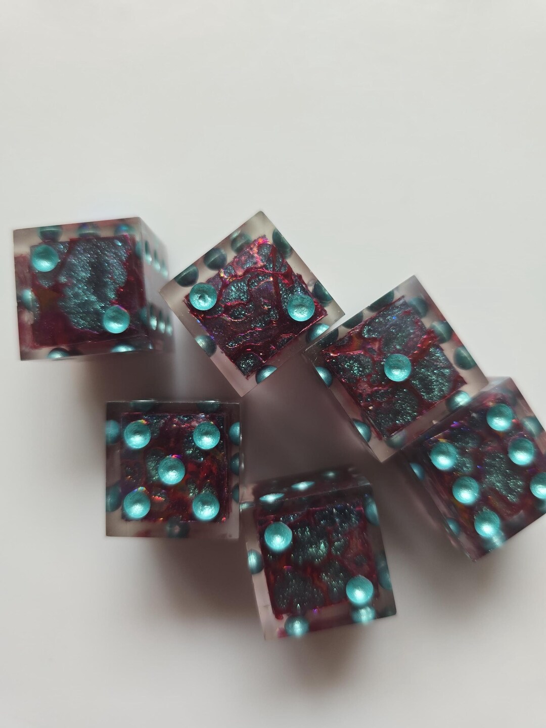 Prismatic Lace - Handmade Sharp Edge Dice Set, 6 Piece Set, Pip D6 ...
