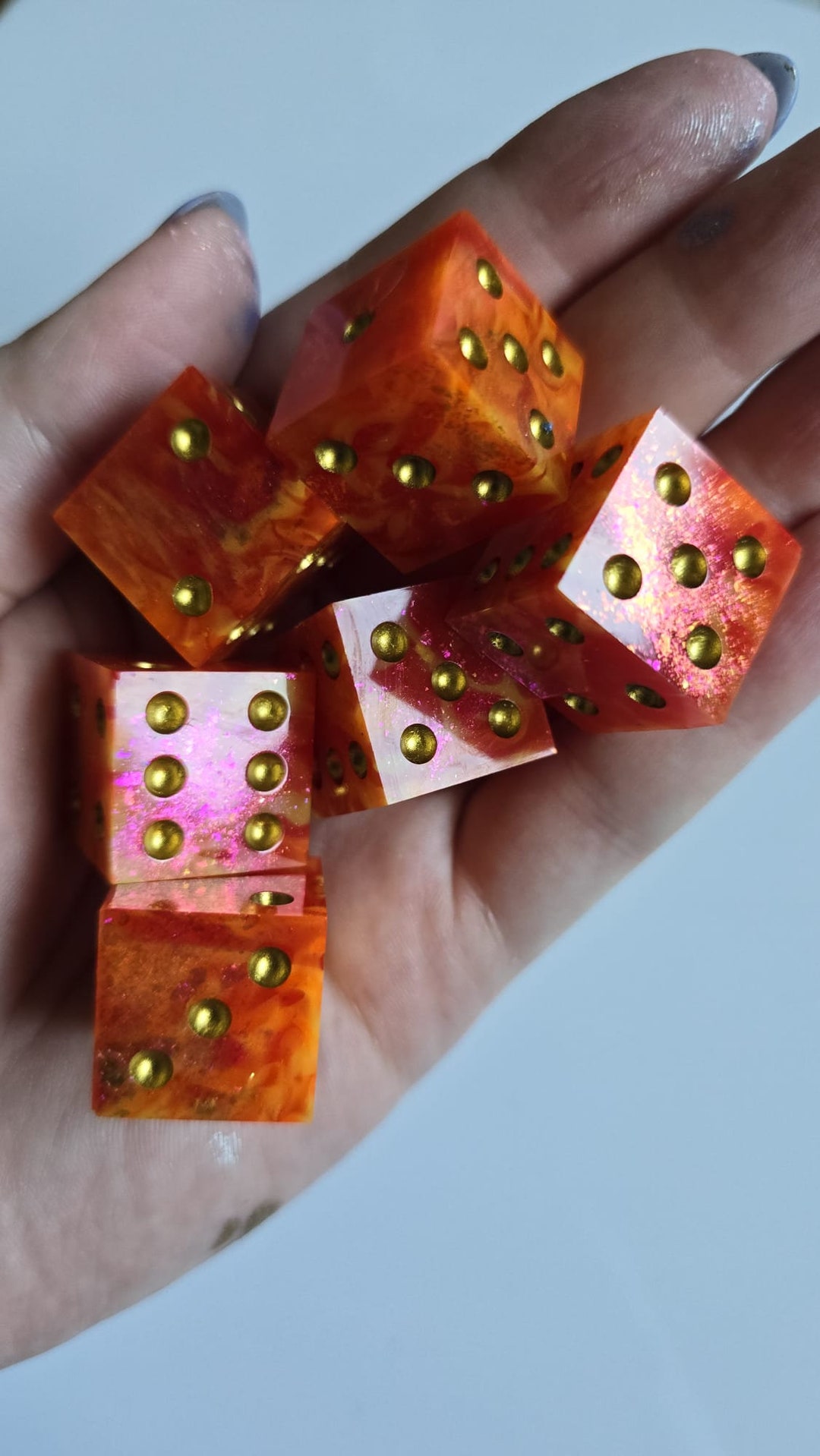 Ember Shards - Handmade Sharp Edge Dice Set, 6 Piece Set, Pip D6 ...