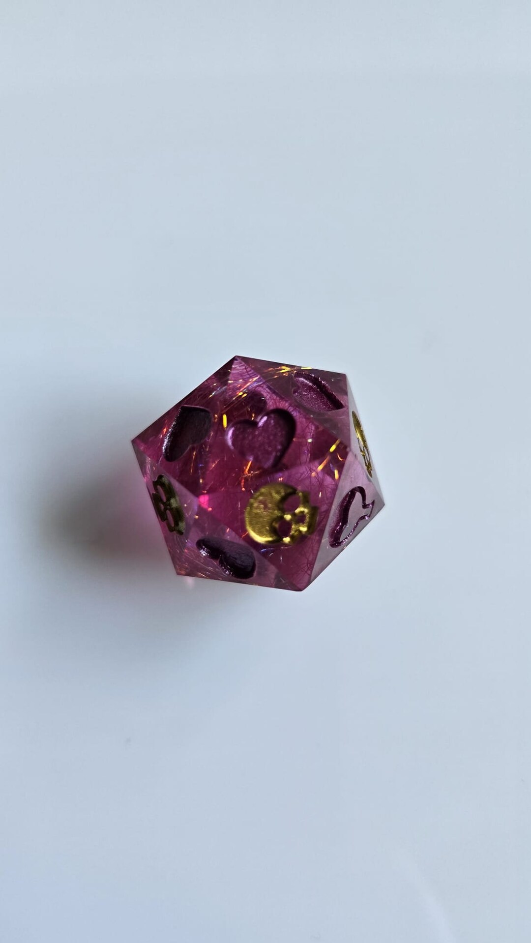 Rose Reverie Death Save D20, Handmade Sharp Edge D20 for Tabletop Games ...