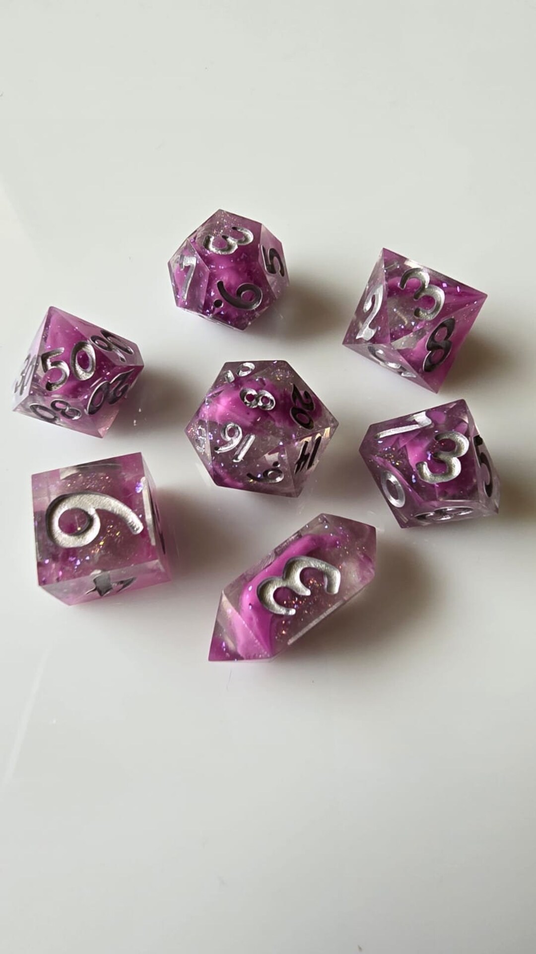 Astral Clouds - Handmade, Sharp Edge Resin Dice Set, 7 Piece Dice Set ...