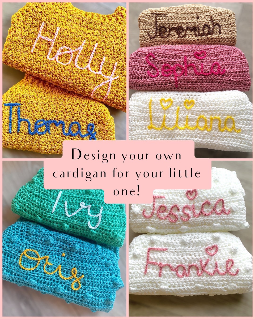 Personalised Baby Cardigan, Hand Embroidered Name Cardigan, New Baby ...