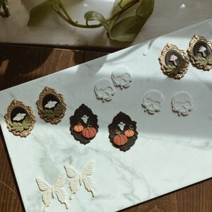 Metallic Butterfly Gold Statement Earrings - Handmade Polymer Clay - Boho Celestial Metallic ...