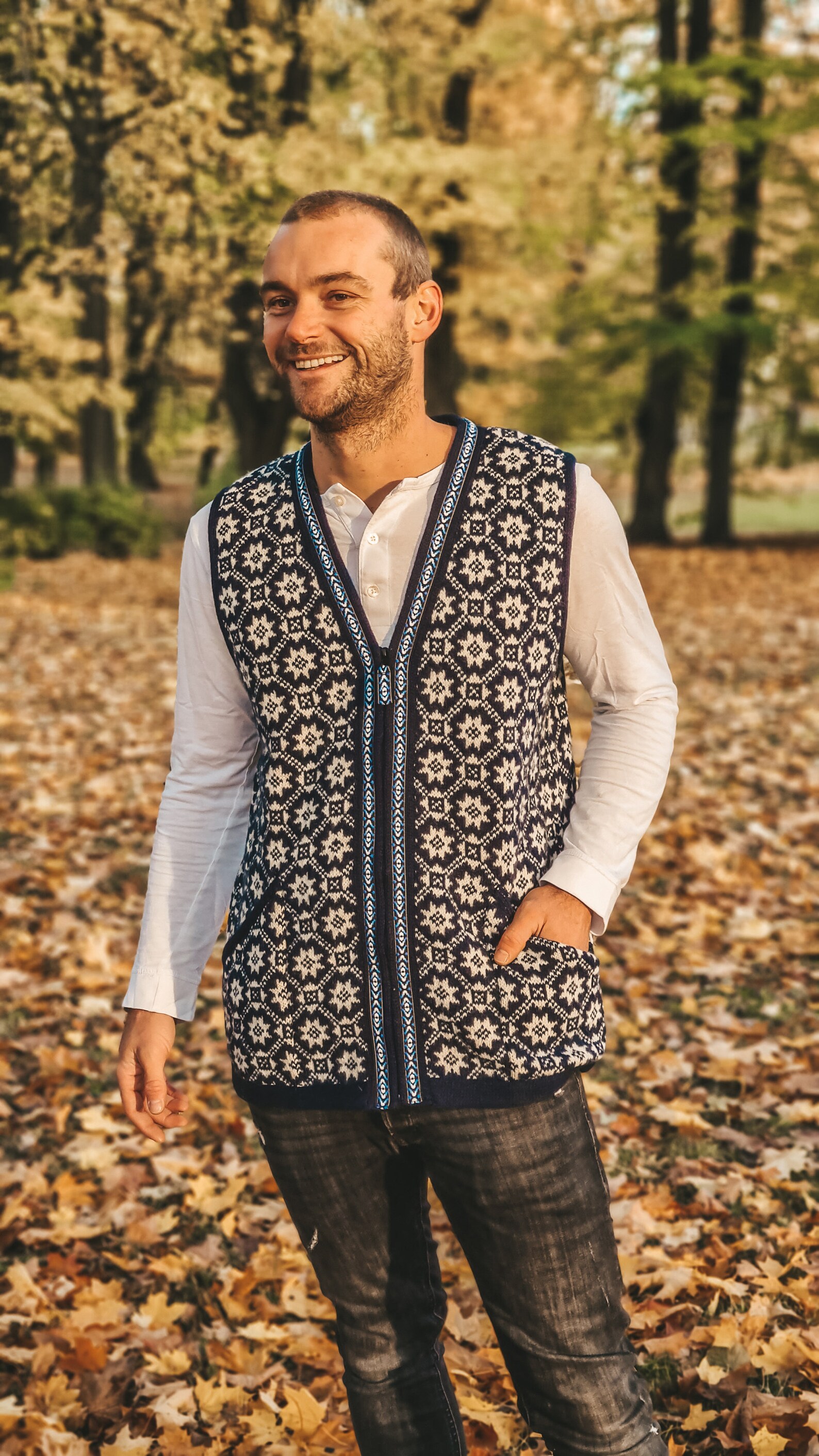 Nordic Style Vest, Knitted Vest for Men With a Zipper, 100% Natural ...