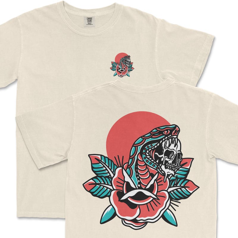 Snake With Flowers Flash - Etsy