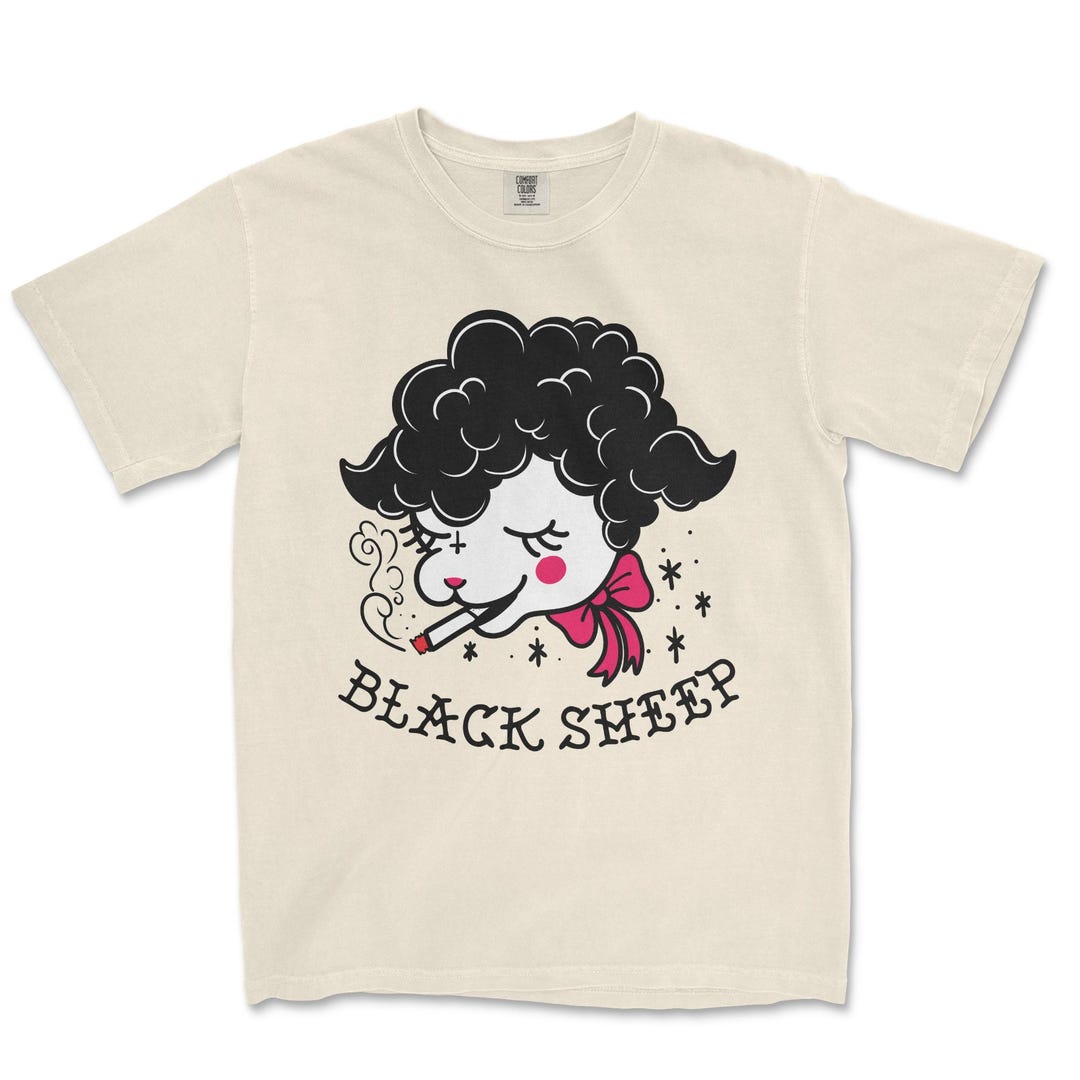 Black Sheep, Traditional Tattoo Shirt, Tattoo Inspired Clothing, Goth ...