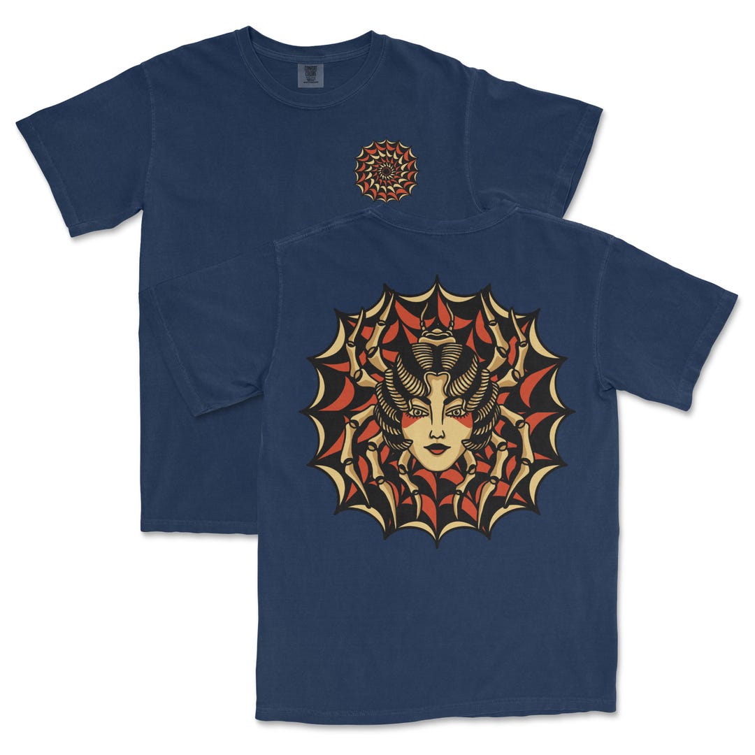 Geisha Spider Web Tattoo Shirt, Traditional Tattoo Shirt, Old School ...