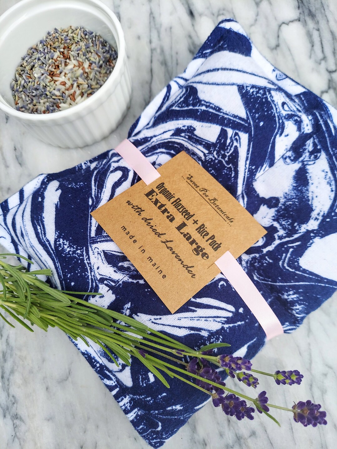 EXTRA LARGE Organic Flaxseed Rice Hot / Cold Pack Therapeutic Lavender ...