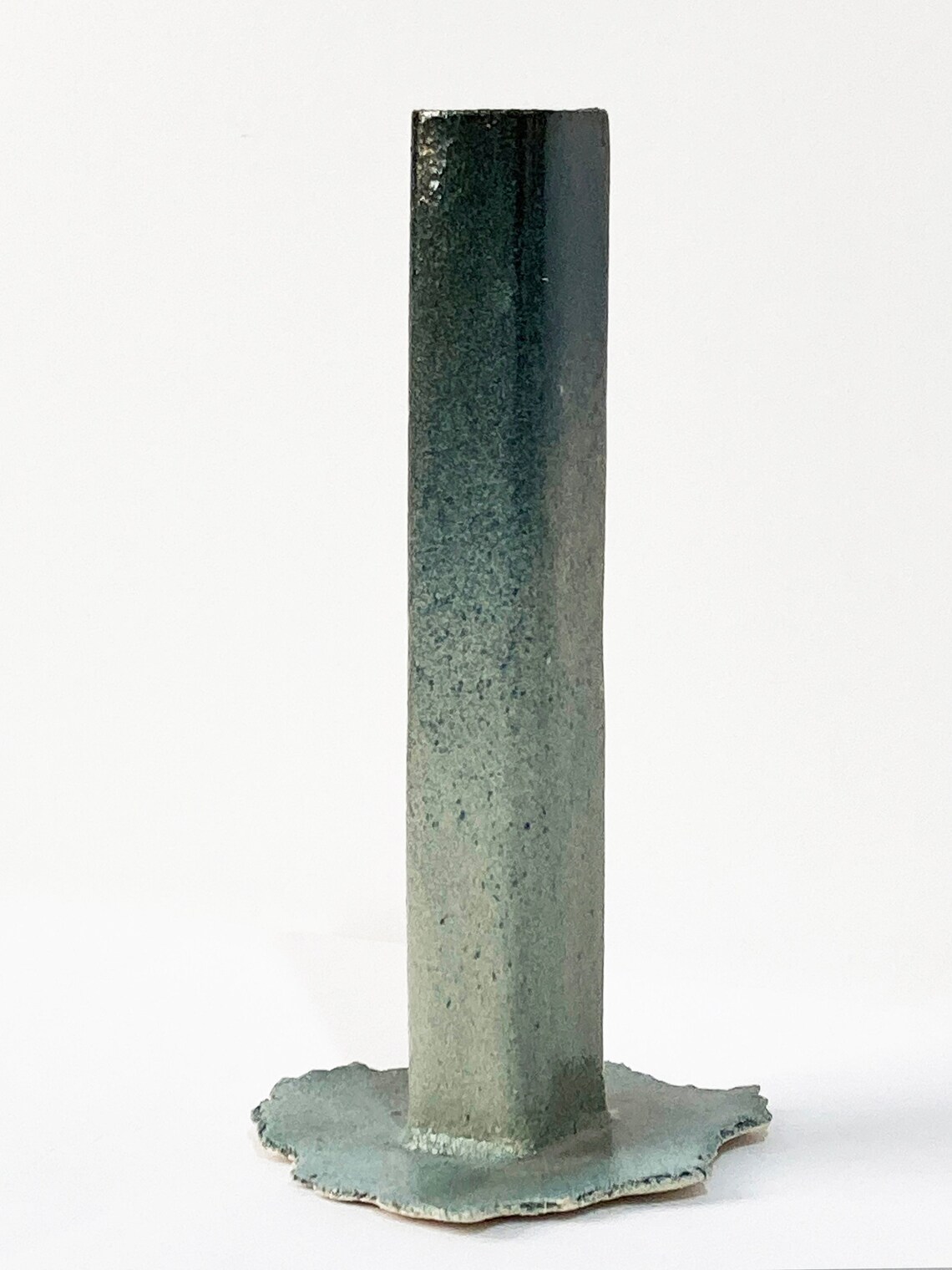 Tall Square Ceramic Vase, Narrow Vase, Changes Color Light Blue to ...