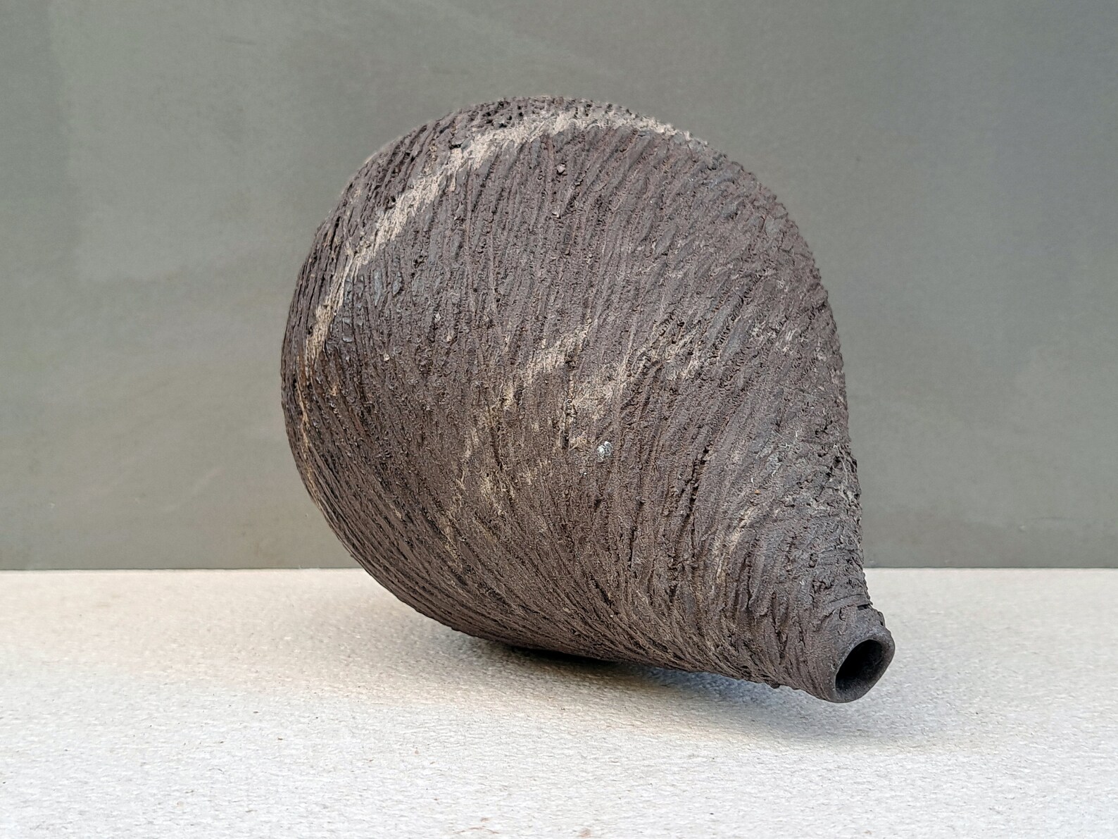 Rustic Ceramic Flower Vase, Brown and White Clay, Rough Texture , Home ...