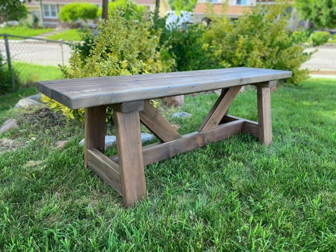 DIY Farmhouse Bench Plan | Rustic Wooden Bench for Entryway | Dining ...
