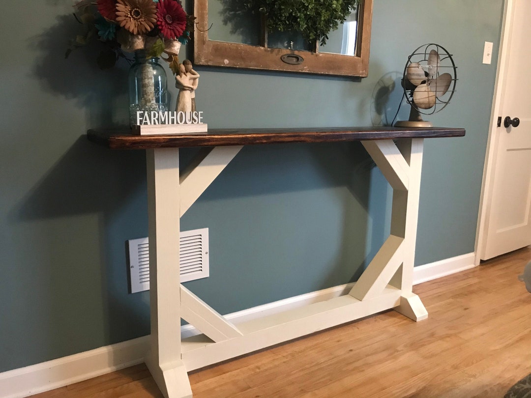 Farmhouse Sofa Table Plan | Rustic Console Table | Entryway Table | Sofa Bar Table | Primitive ...