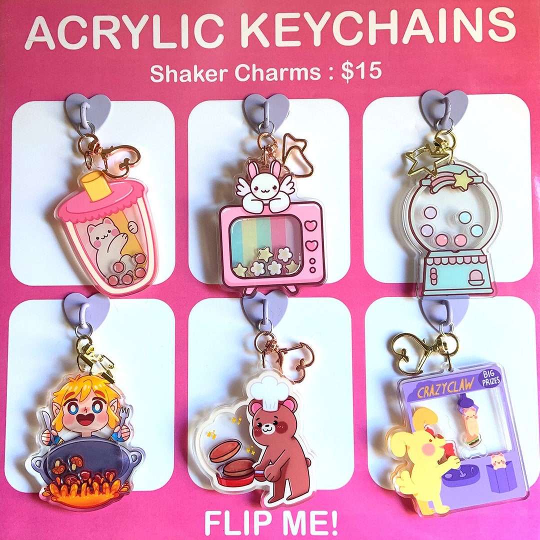 Acrylic Shaker Keychain Charms | Kawaii Cute Double Sided Fidget Toy ...