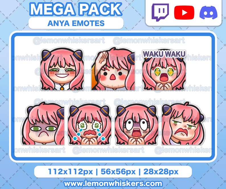 Anime Emotes MEGA PACK | Twitch, Discord, Youtube Streaming Anya Spy ...