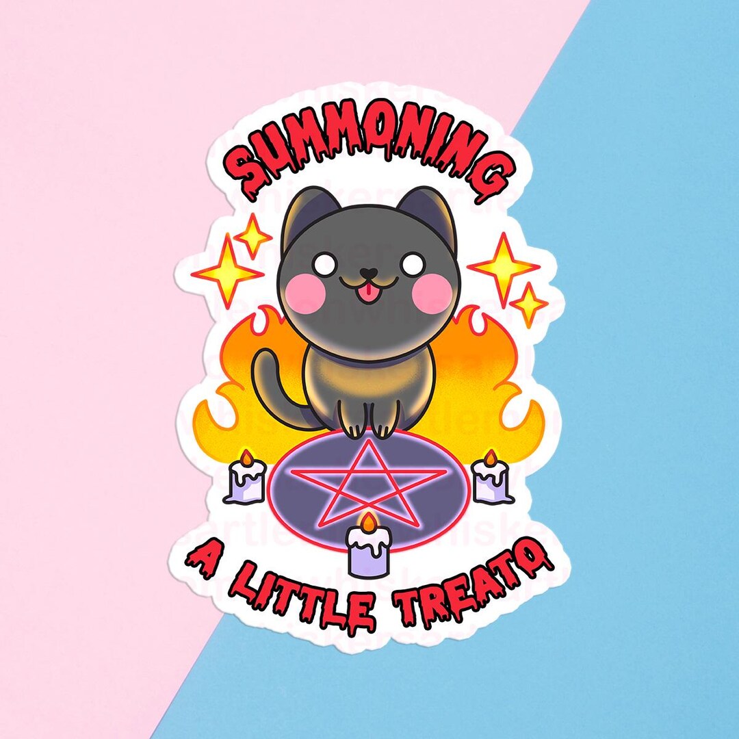 Summoning Kitty 3 Inch Kawaii Cute Cat Pentagram Laminated Die Cut ...