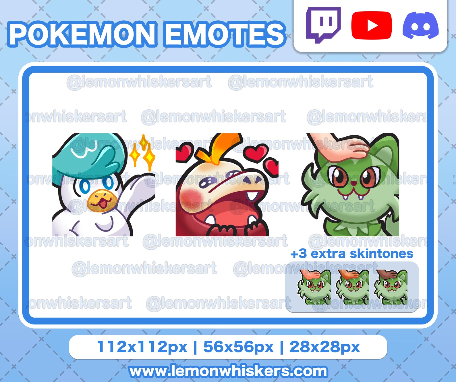 Pokemon Starters Emotes Pokemon Violet and Scarlet twitch - Etsy