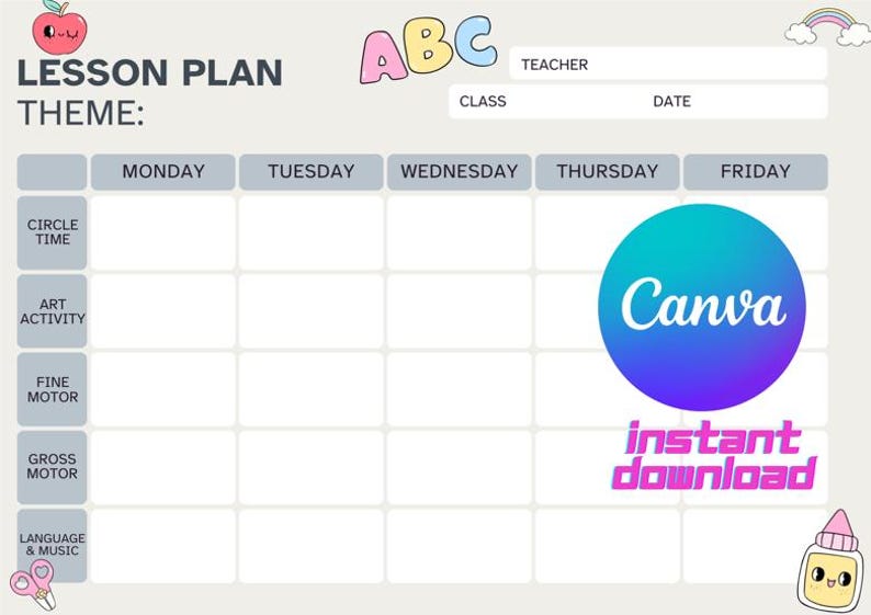 Editable Preschool Lesson Plan Template | Weekly Daycare & Homeschool ...