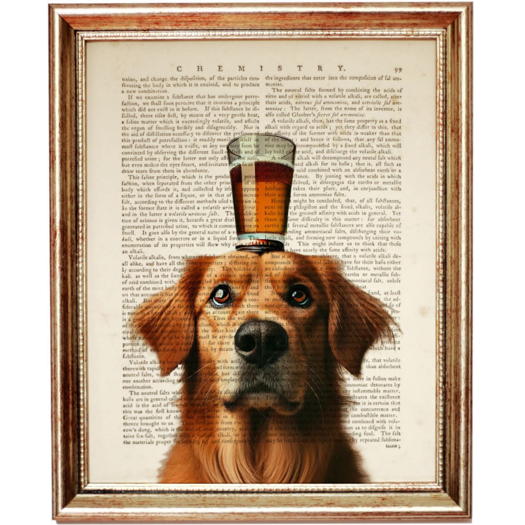 Golden Retriever With Beer Glass Art Print, Funny Dog Dictionary Page ...