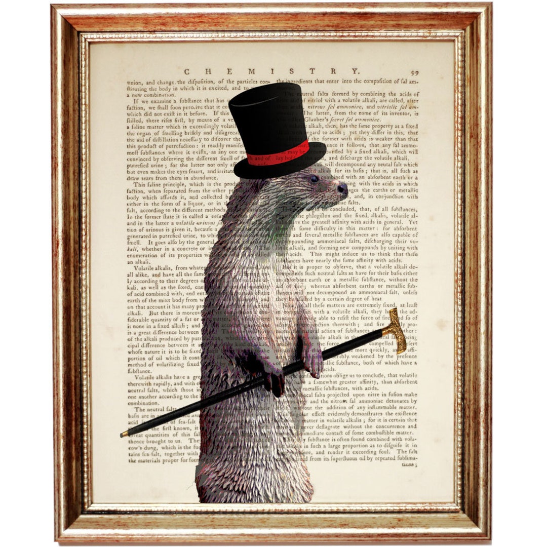 Otter Dictionary Art Print, Otter With Hat Poster, Otter Gift, Otter ...