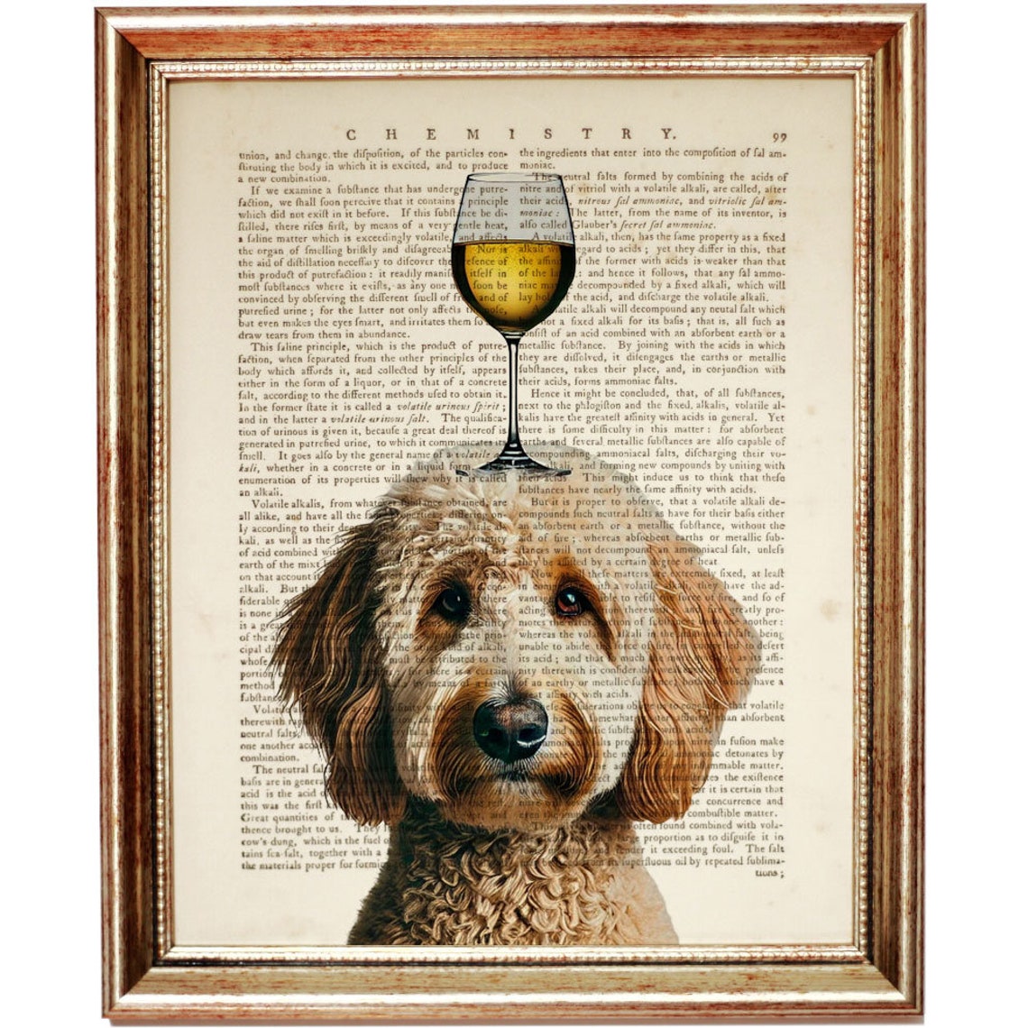 Goldendoodle Poster Dog With Wine Glass Dictionary Art Print, Dog Lover ...
