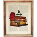 Antique Book Stack With Rose Dictionary Art Print, Botanical Wall Decor ...