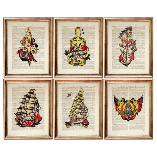 Set of 4 Prints Sailor Jerry Art Print Set Sailor Jerry - Etsy