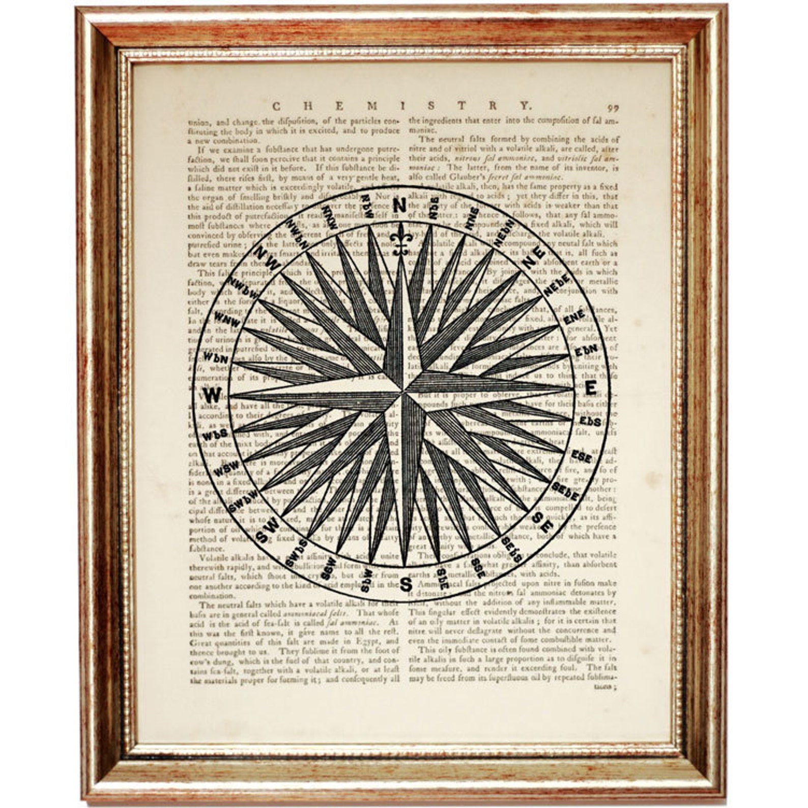 Set of 4 Wall Art, Compass Wall Art Print, Navigation Tool Dictionary ...